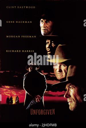 UNFORGIVEN 1992 Warner bros film with Clint Eastwood centre and Morgan Freeman at right Stock ...