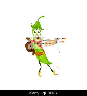 Cartoon bean robber or bandit personage. Funny vector red kidney cowboy ...