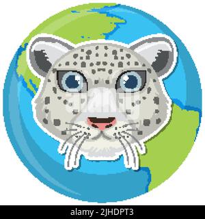 Snow leopard with earth planet illustration Stock Vector Image & Art ...