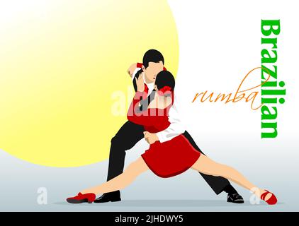 Couple dancing a rumba dance. 3d color vector illustration Stock Vector ...