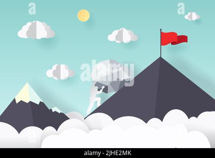 Teamwork concept. Paper cut style. Vector illustration Stock Vector ...