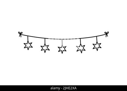 Cute bunting with stars isolated on white background. Festive garland ...