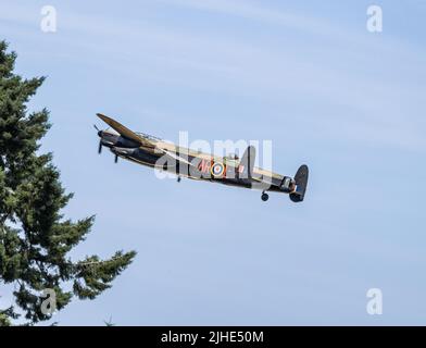 An Avro Lancaster plane performing a Battle of Britain memorial flypast ...