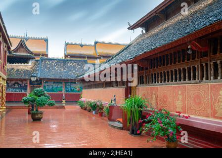 Beautiful buildings in ancient temples in Xishuangbanna, Yunnan, China ...
