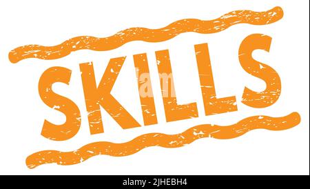 SKILLS text written on orange trapeze stamp sign Stock Photo - Alamy