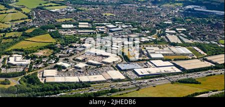 an aerial photograph of Junction 27 retail park, adjacent to the M62 ...