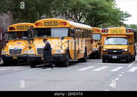 School bus from an Orthodox Jewish elementary school with Hebrew ...