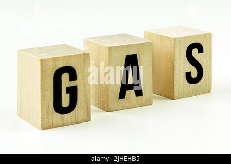 Symbolic Gas on wooden cubes isolated against white background Stock Photo - Alamy