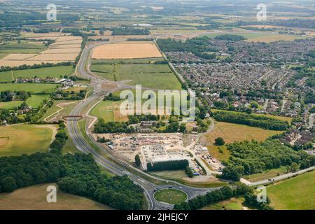 an aerial view of the new east Leeds orbital route, West Yorkshire ...
