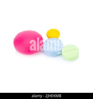 pill. tablet. various colors isolated on white background Stock Photo ...