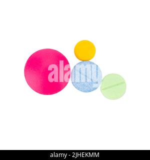 pill. tablet. various colors isolated on white background Stock Photo ...