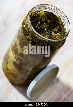 Glass jar with pickled swiss chard Stock Photo - Alamy