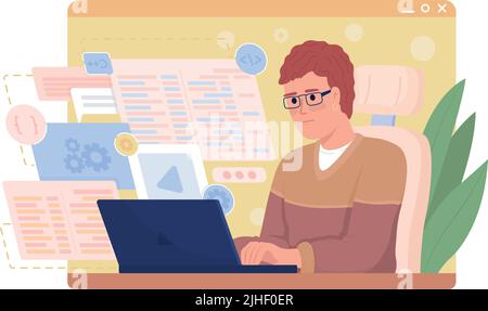 Software engineer at work 2D vector isolated illustration Stock Vector ...