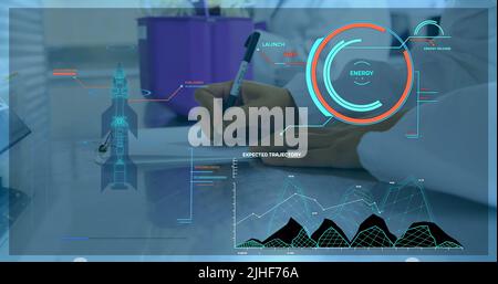 Image of data processing over doctor with patient Stock Photo - Alamy