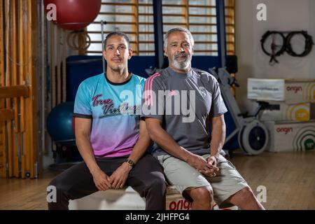Daley Thompson, British former decathlete and his son Elliot ...