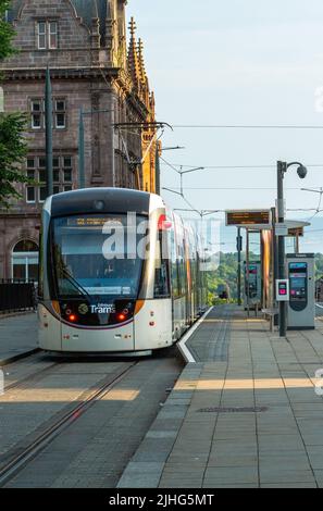 Edinburgh tram at St. Andrew Square stop in Edinburgh Scotland and ...