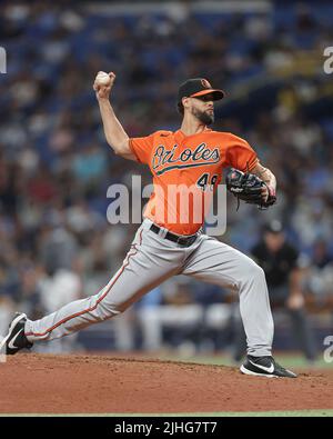 Baltimore Orioles relief pitcher Jorge Lopez (48) in action during a ...