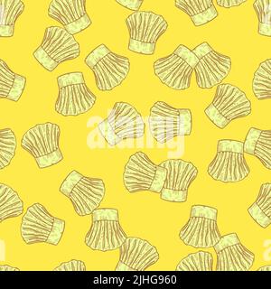 Chef hat engraved seamless pattern. Kitchen traditional element for ...