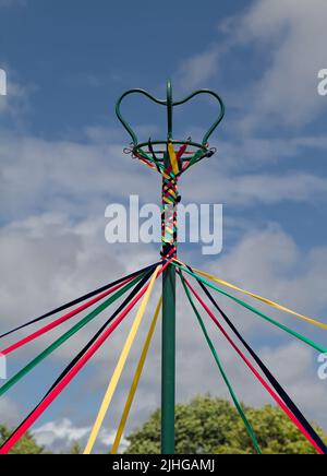 Maypole With Coloured Ribbons Stock Photo - Alamy