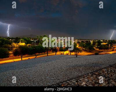 A summer lightning storm approaches Phoenix, Arizona during a monsoon ...