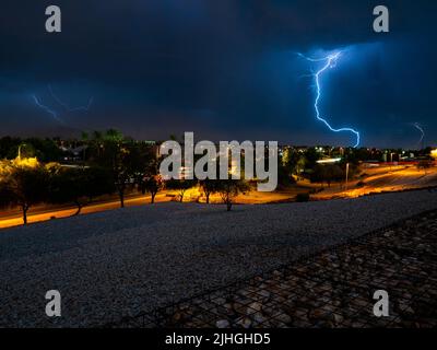 A summer lightning storm approaches Phoenix, Arizona during a monsoon ...