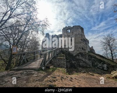 Beautiful Slovakia landscape at autumn with Uhrovec castle ruins at ...