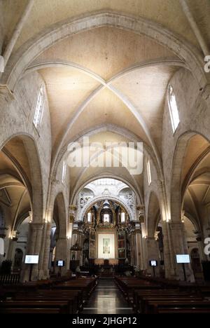 Interior of beautiful Valencia Cathedral, built on an ancient Roman ...