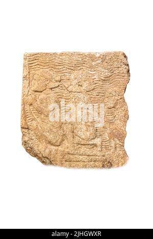 Relief sculpture from Nineveh depicting fishermen swimming to catch ...