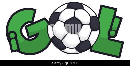 Goal word with football ball in cartoon or comic book style. Soccer ...