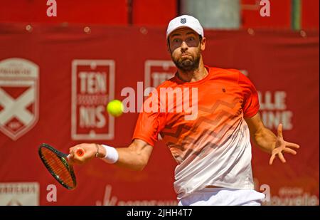 French player Quentin Halis in his game versus Hugo Grenier at the ...