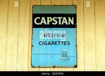 Metal advertising signs at the now disused Melrose Station, Scottish ...