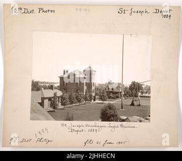 MI - St. Joseph. St. Joseph Lighthouse Depot, Michigan. Rear view of ...