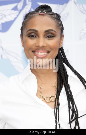 French singer Awa Imani attends the Monaco Red Cross Ball Gala, on July ...