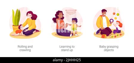 Baby grasping objects isolated cartoon vector illustration Baby ...