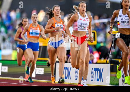 EUGENE - Emma Oosterwegel in action during the all-around javelin throw ...