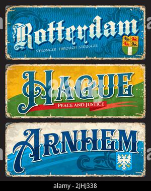 Arnhem Dutch city travel sticker and plate of Netherlands, vector ...