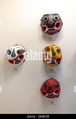 Folklore masks at Hahoe Mask Museum in Hahoe Village in Andong, South ...