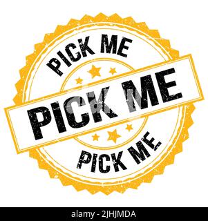 PICK ME text written on black red sticker stamp Stock Photo - Alamy