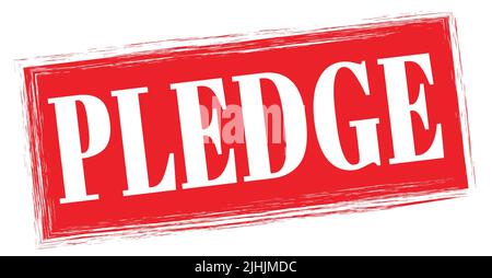 PLEDGE text written on red grungy zig zag borders round stamp Stock ...