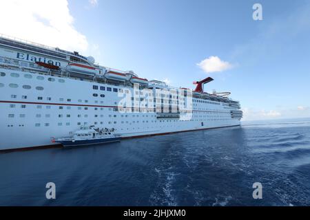 Carnival Elation cruise ship arrive atprimcess cay port. Carnival ...