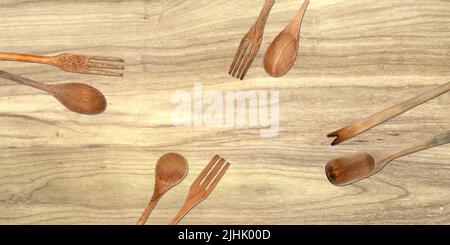 Topview of Set Cooking Utensils on White Wood Background Stock Photo ...