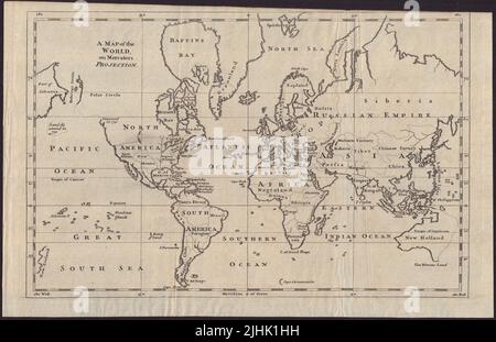 WORLD ON MERCATOR'S PROJECTION. Pre-Mexican-American war. SDUK 1844 old ...