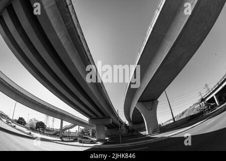 Road Highway Intersection Ramp entry exit flyover ramp in abstract ...