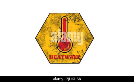 Warning sign heatwave, on white background isolated Stock Photo - Alamy