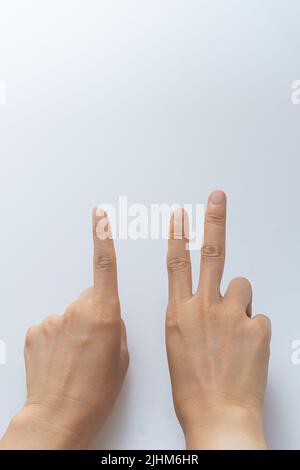 Finger gestures in various actions on a white background Stock Photo ...