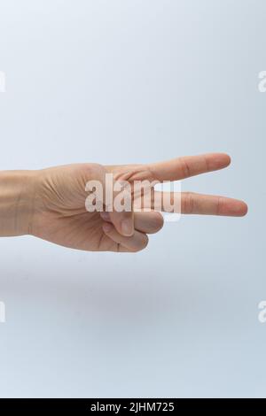 Finger gestures in various actions on a white background Stock Photo ...