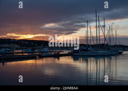 Sunset at the harbor of Vieste in Gargano, Southern Italy Stock Photo ...
