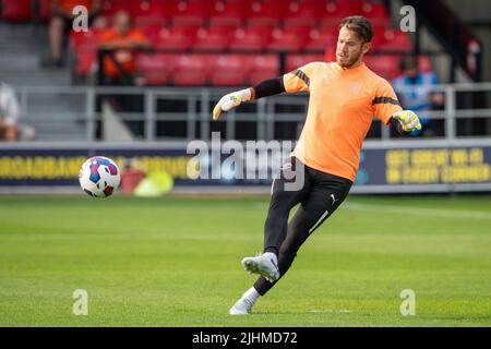 Chris Maxwell #1 of Blackpool during the pre-game warmup in , on 8/6 ...