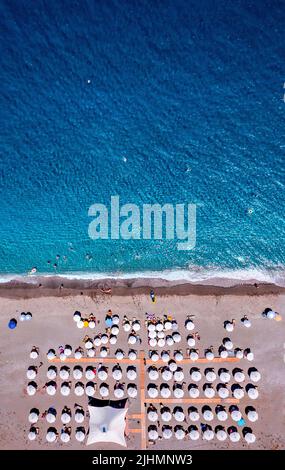 "Detail" (aerial view - drone) of Agiokambos beach one of the longest ...
