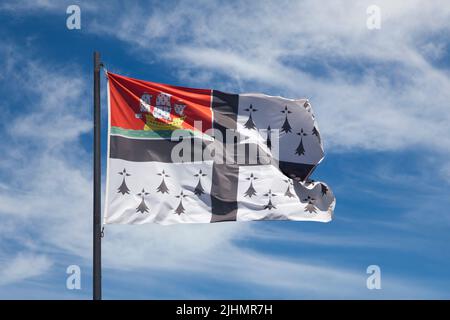 Flag of the city of Nantes waving un mid air Stock Photo - Alamy